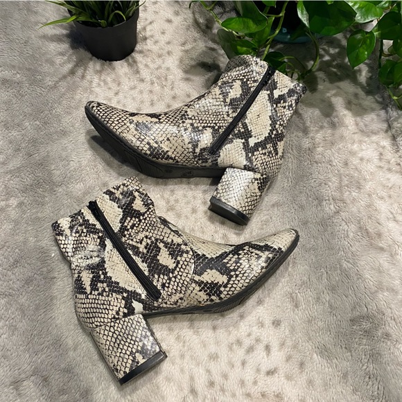 Shoes | Snakeskin Heeled Booties | Poshmark